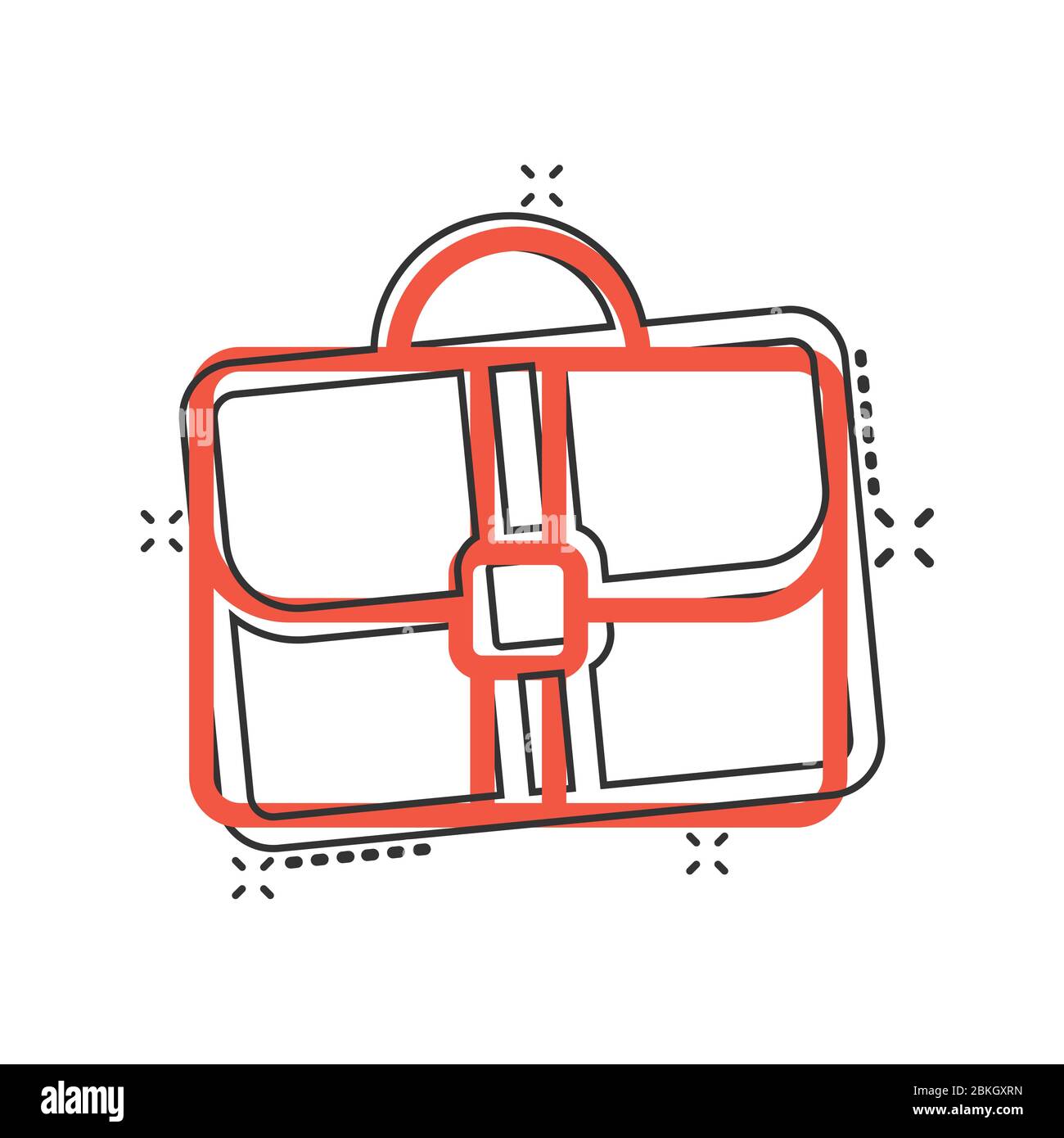 Briefcase icon in comic style. Businessman bag cartoon vector ...
