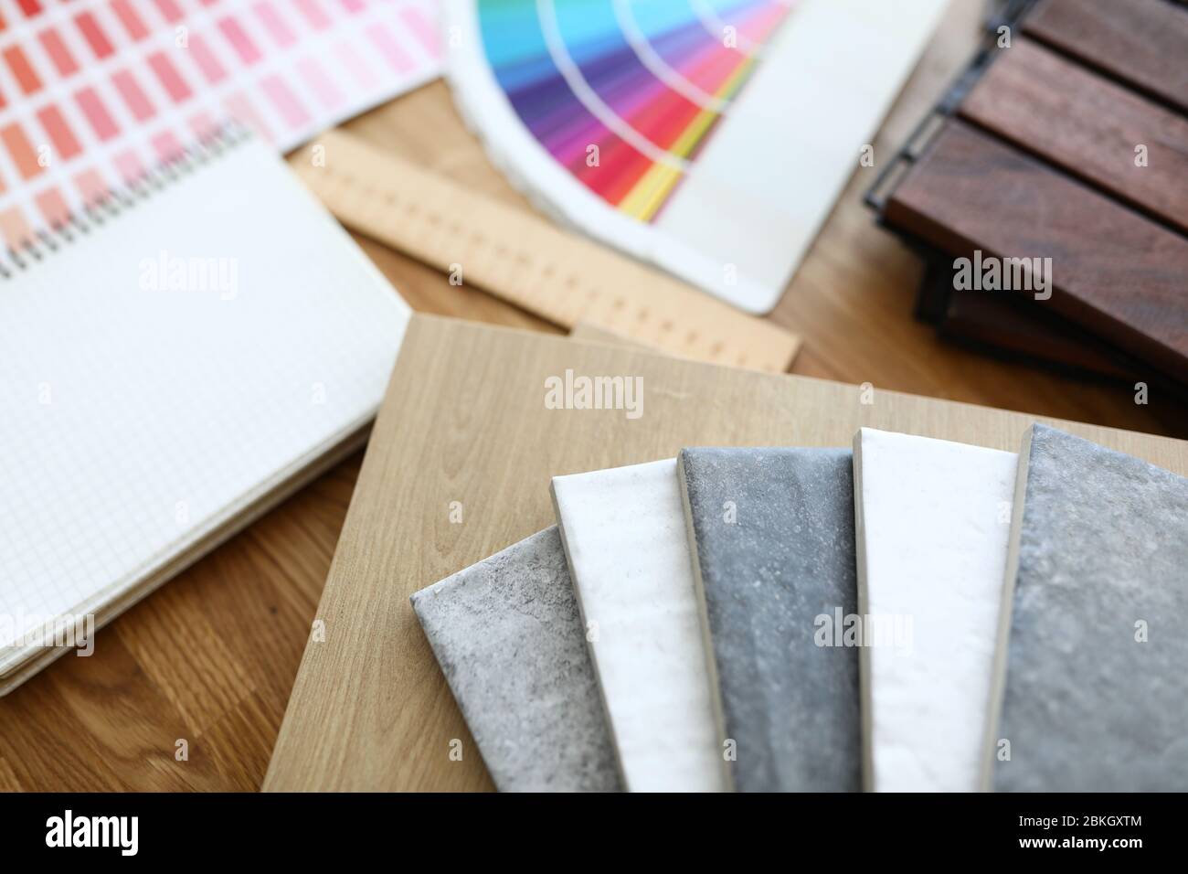 Working desktop with things Stock Photo - Alamy