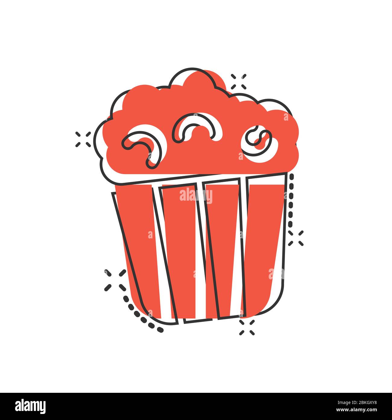 Film icon in comic style. Popcorn cartoon vector illustration on white ...