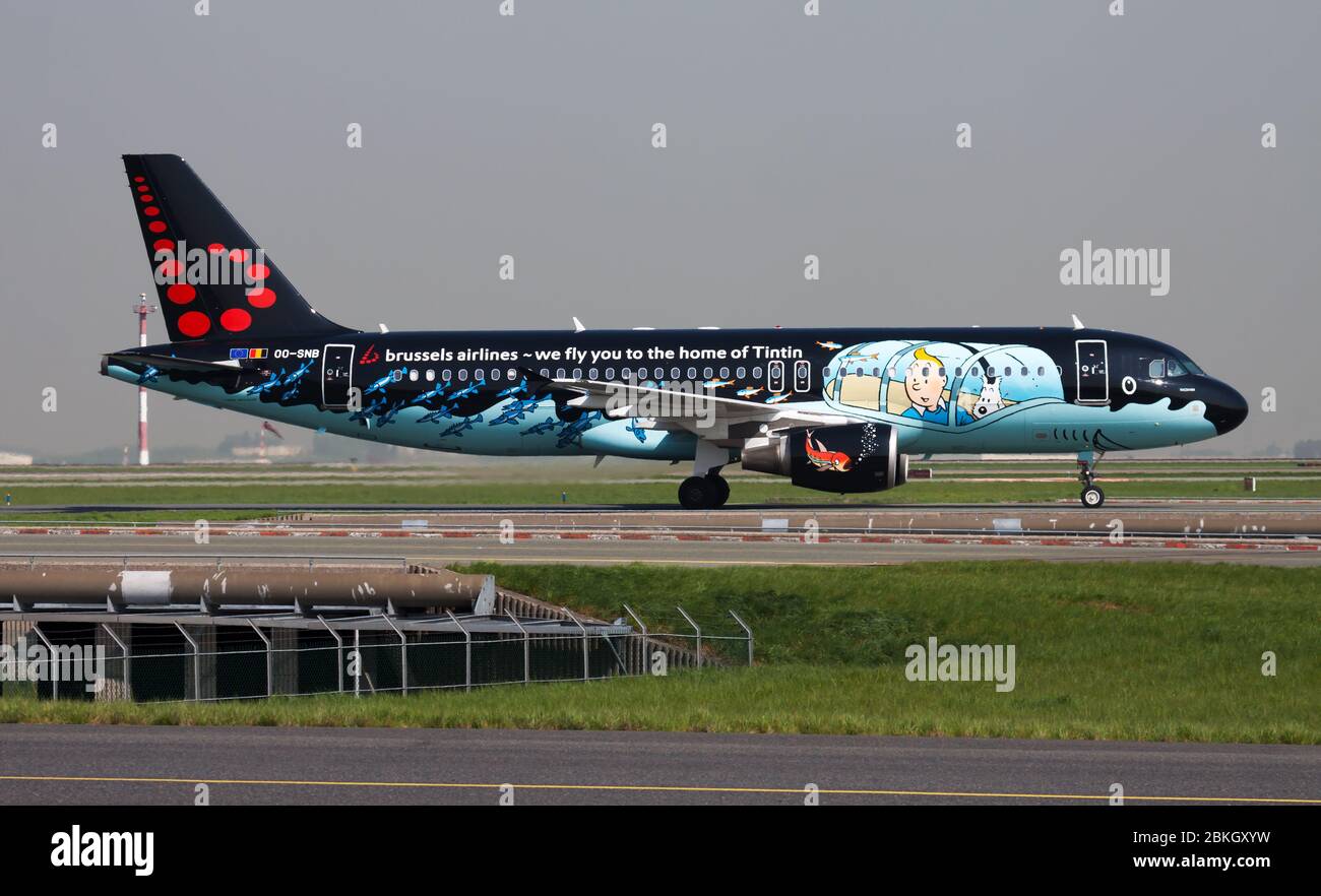 Paris / France - April 24, 2015: Brussels Airlines special livery ...