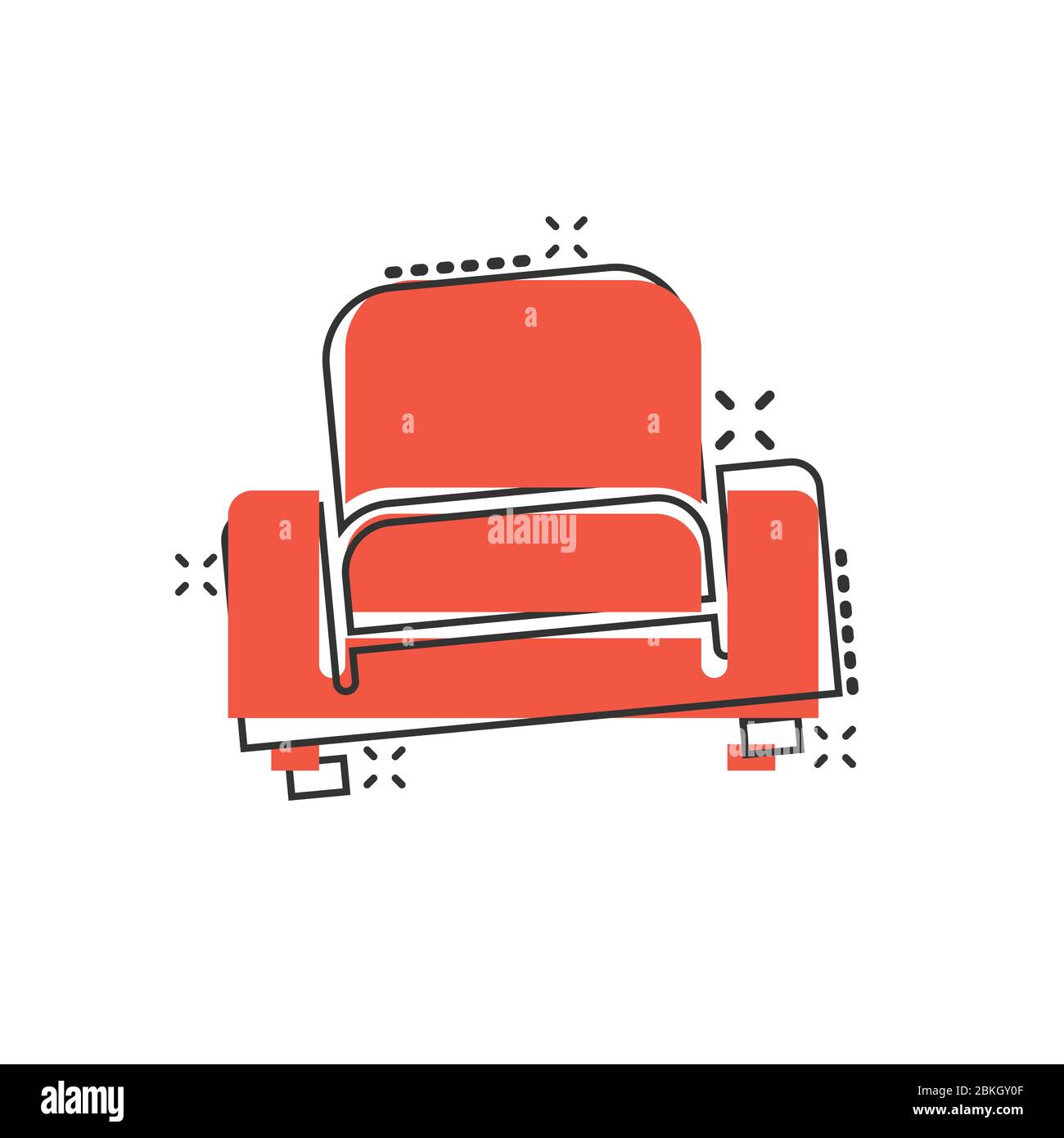 Cinema chair icon in comic style. Armchair cartoon vector illustration ...