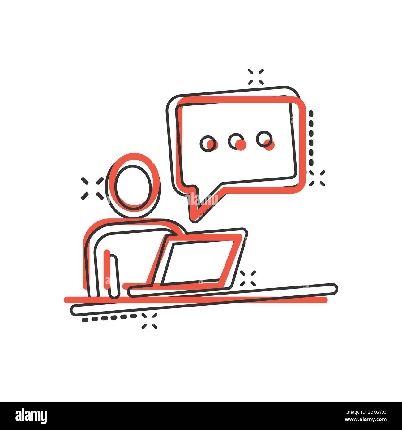 People with laptop computer icon in comic style. Pc user cartoon vector ...