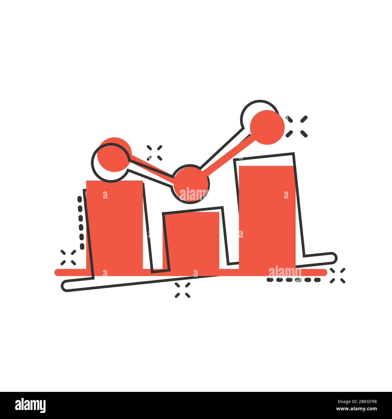 Growing bar graph icon in comic style. Increase arrow cartoon vector ...