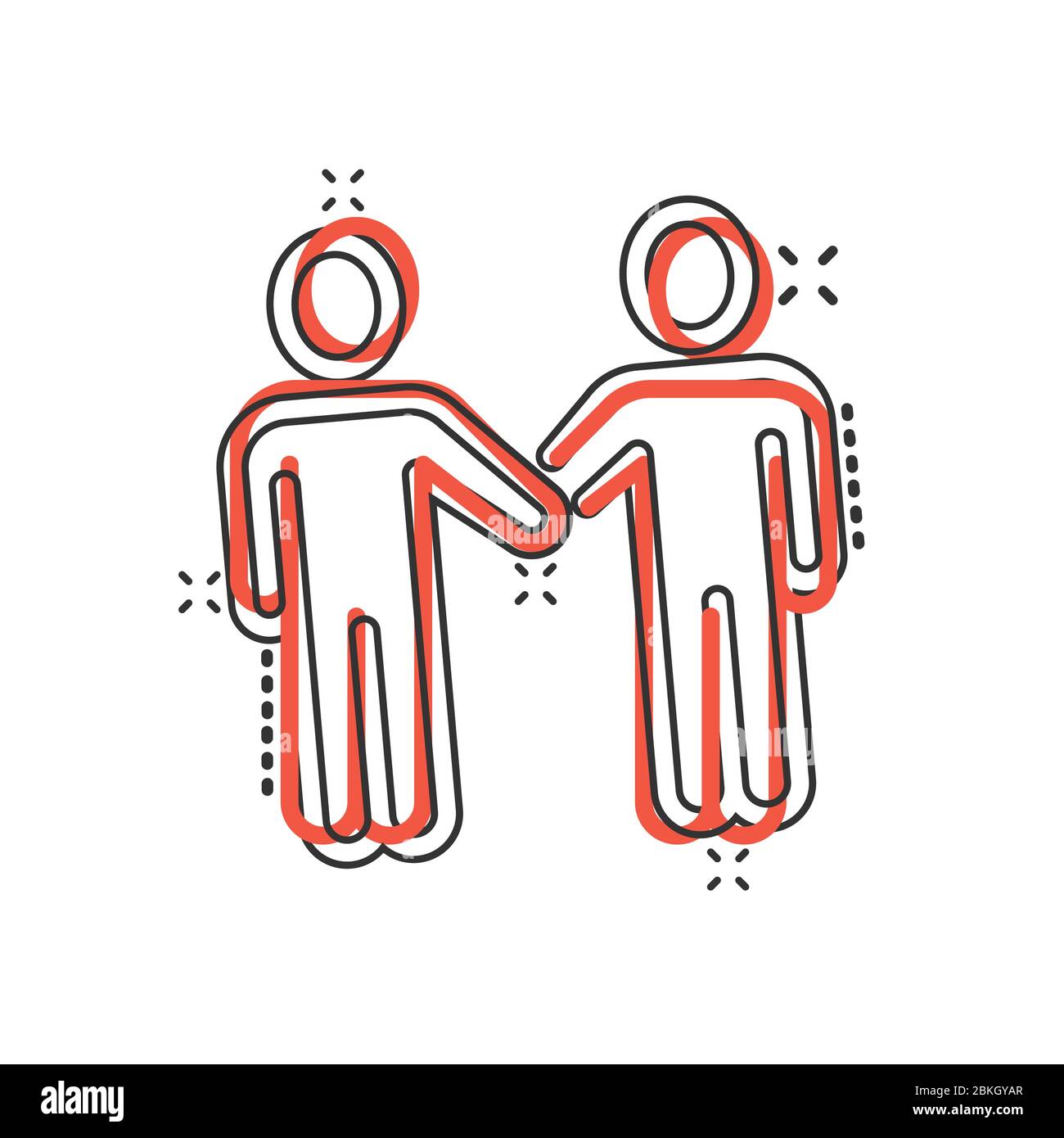Greetings gesture icon in comic style. People handshake cartoon vector ...