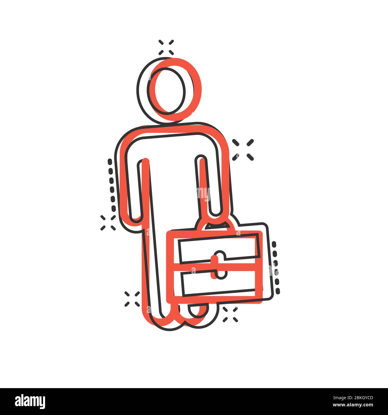 Businessman with briefcase icon in comic style. People manager cartoon ...