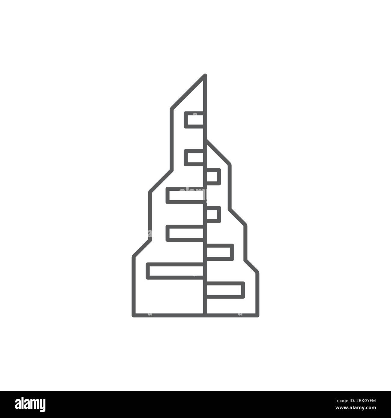 Skyscraper building construction vector icon isolated on white ...