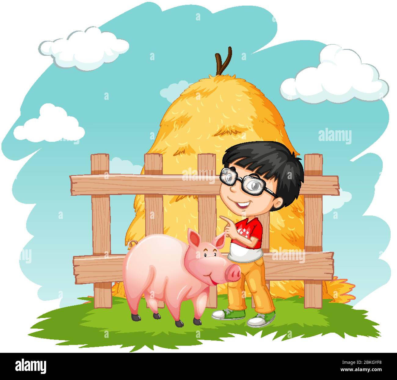 Children on farms Stock Vector Images - Alamy