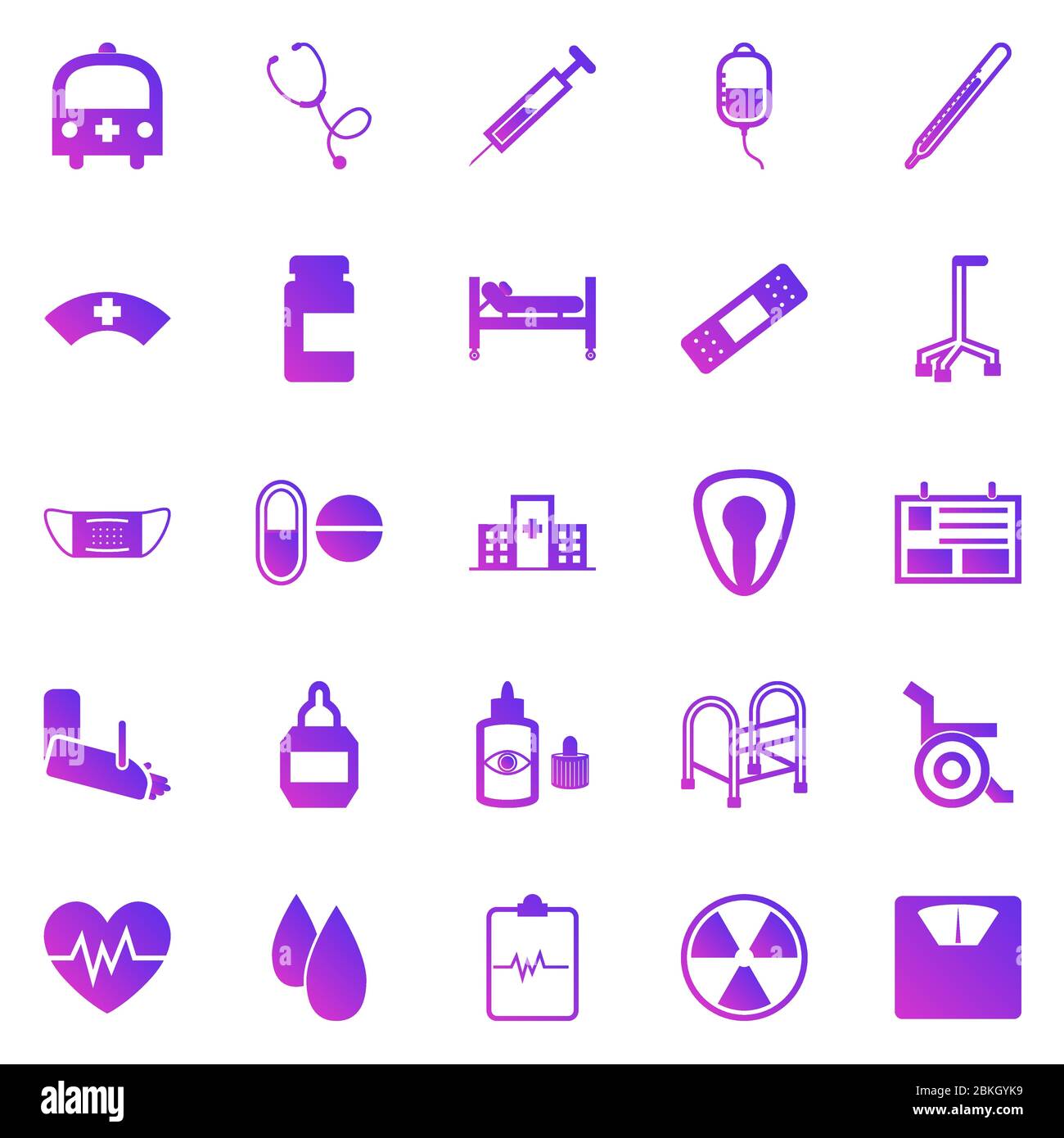 Hospital gradient icons on white background, stock vector Stock Vector ...