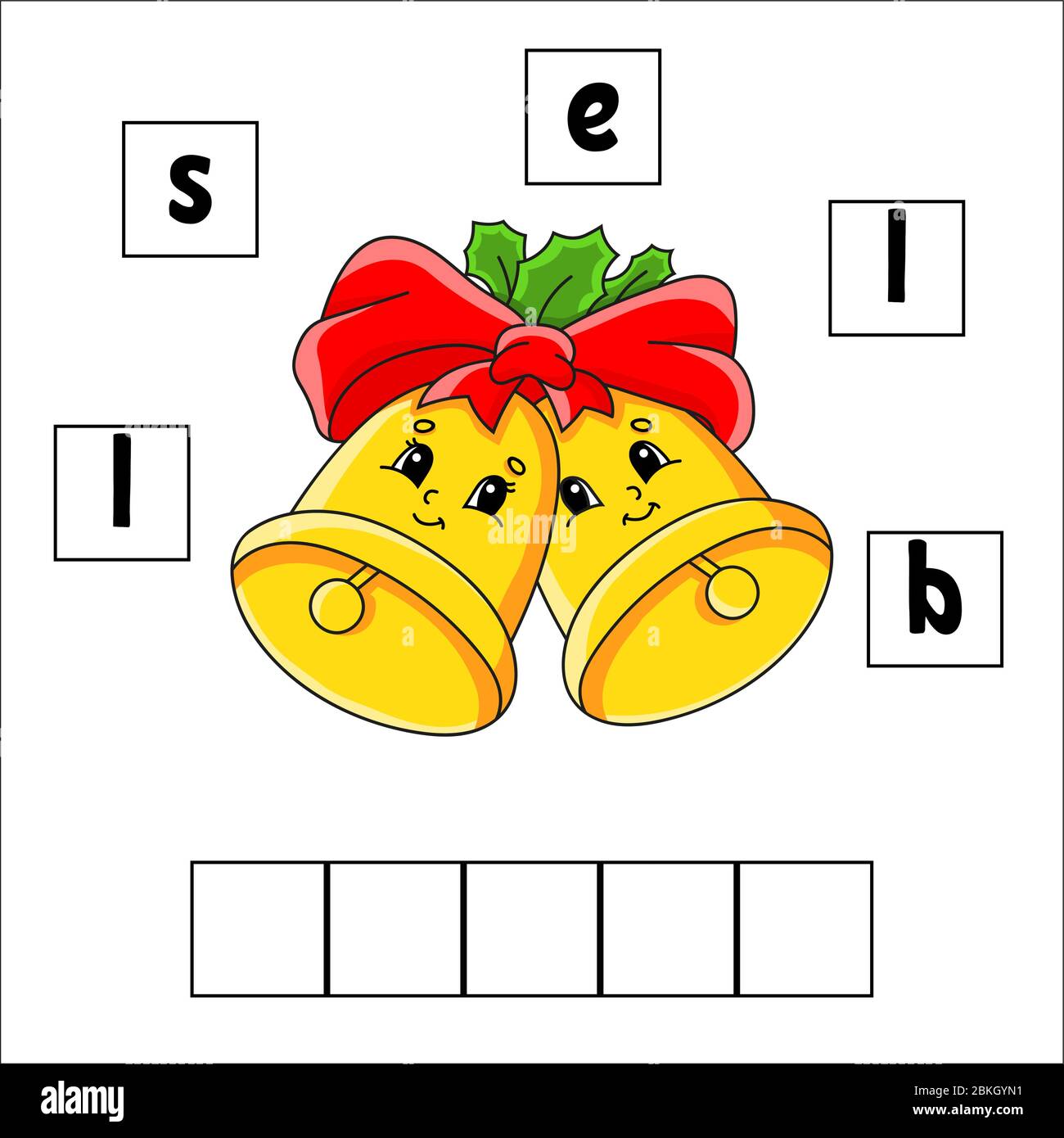 Words puzzle. Bells. Education developing worksheet. Learning game for ...