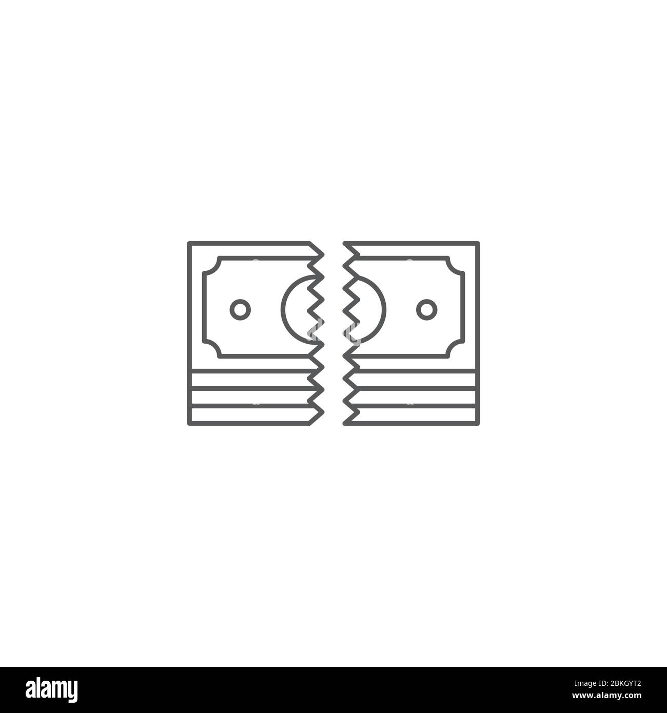 Tearing money banknote vector icon symbol isolated on white background ...