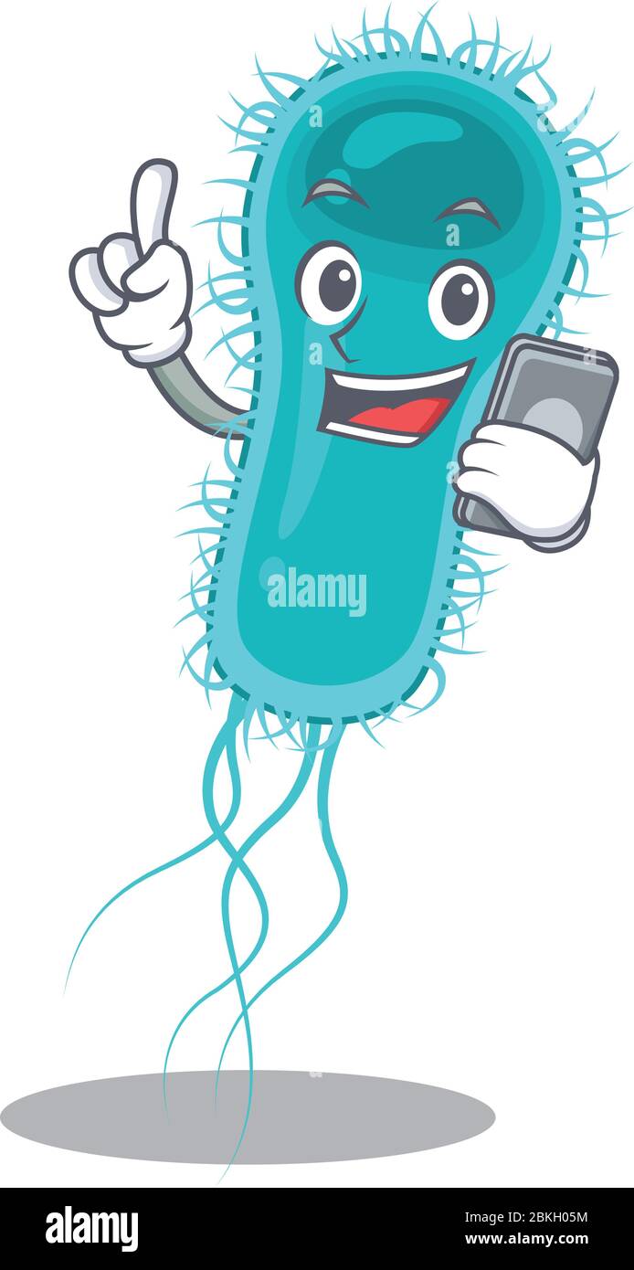 Escherichia coli bacteria cartoon character speaking on phone Stock ...