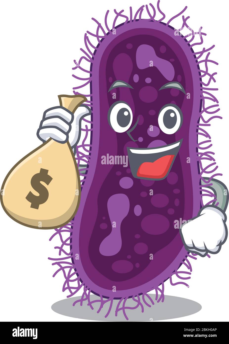 Rich lactobacillus rhamnosus bacteria cartoon design holds money bags ...