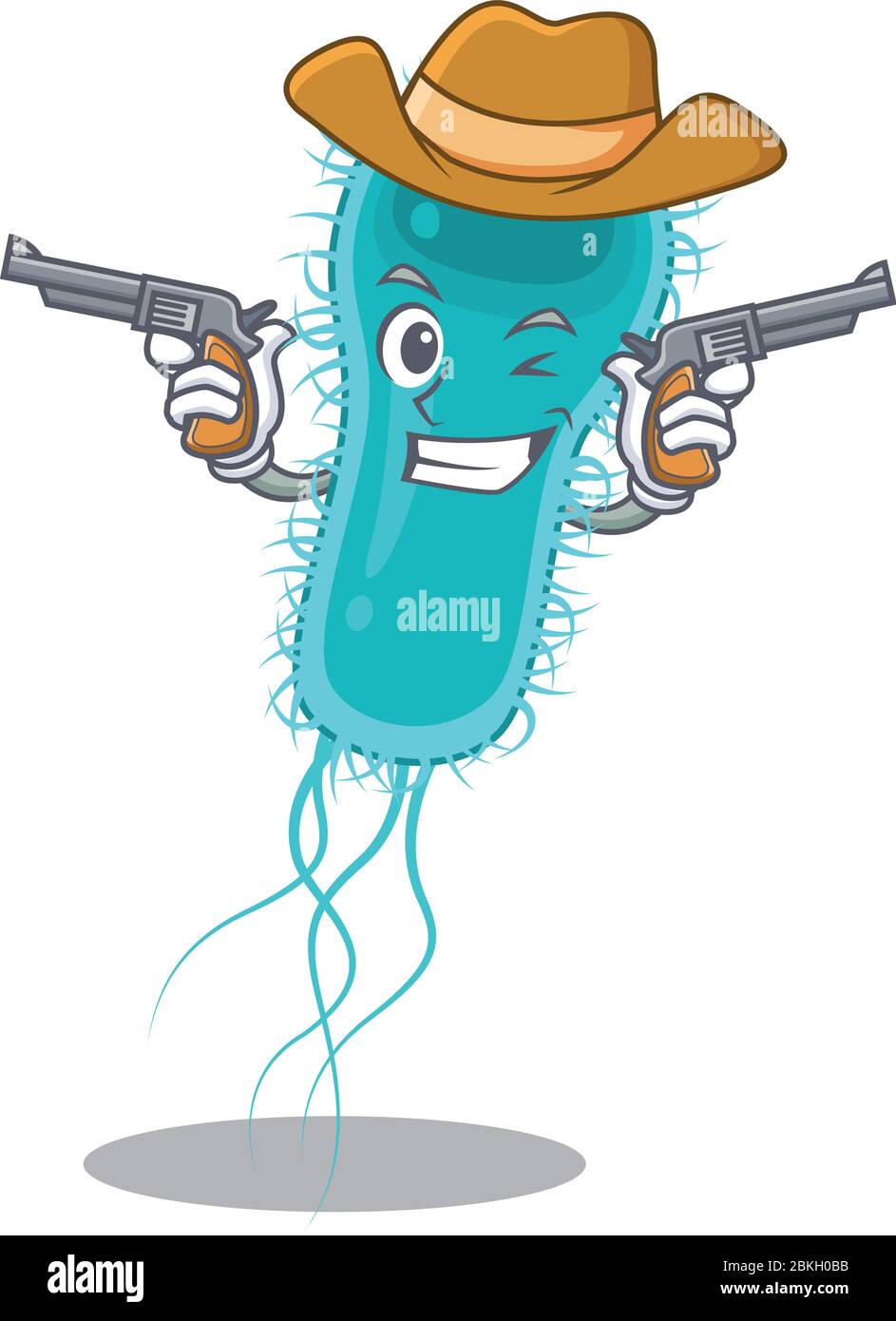 Cute handsome cowboy of escherichia coli bacteria cartoon character ...