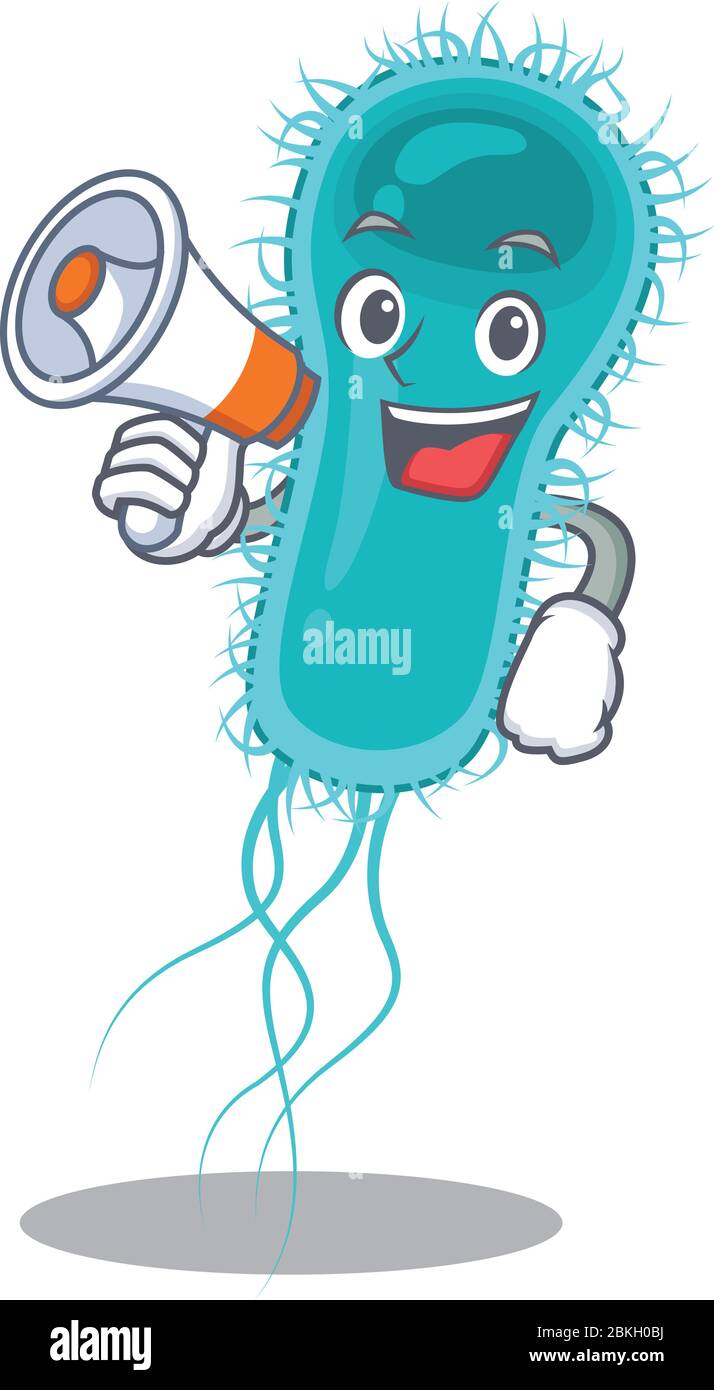Cartoon character of escherichia coli bacteria having a megaphone Stock ...
