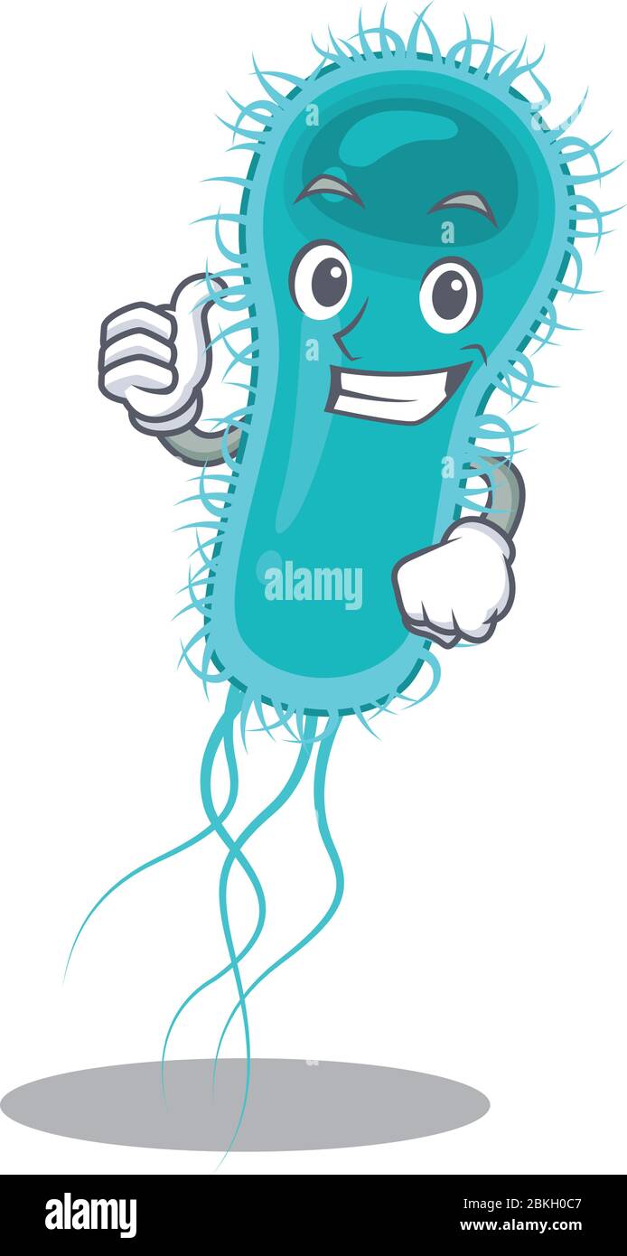 Escherichia coli bacteria cartoon character design making OK gesture ...