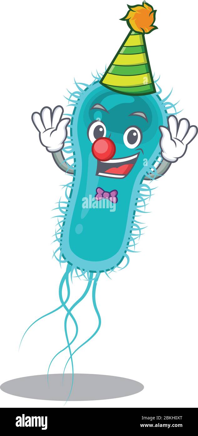 cartoon character design concept of cute clown escherichia coli ...