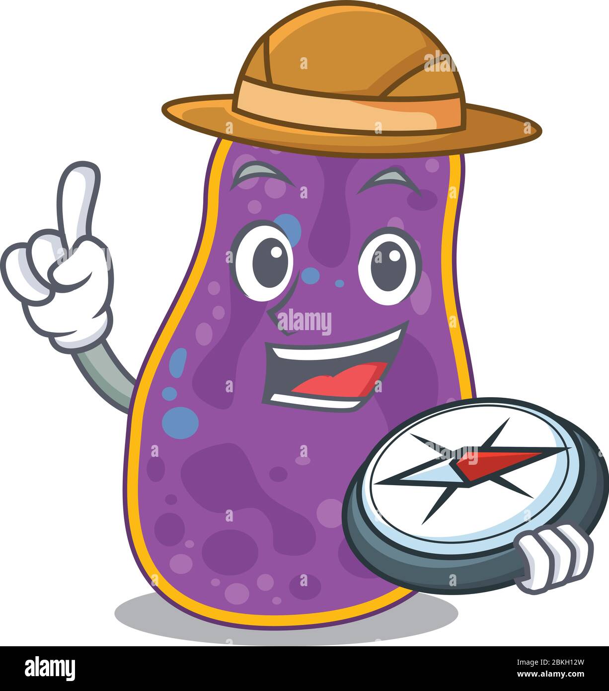mascot design concept of shigella sp. bacteria explorer with a compass ...