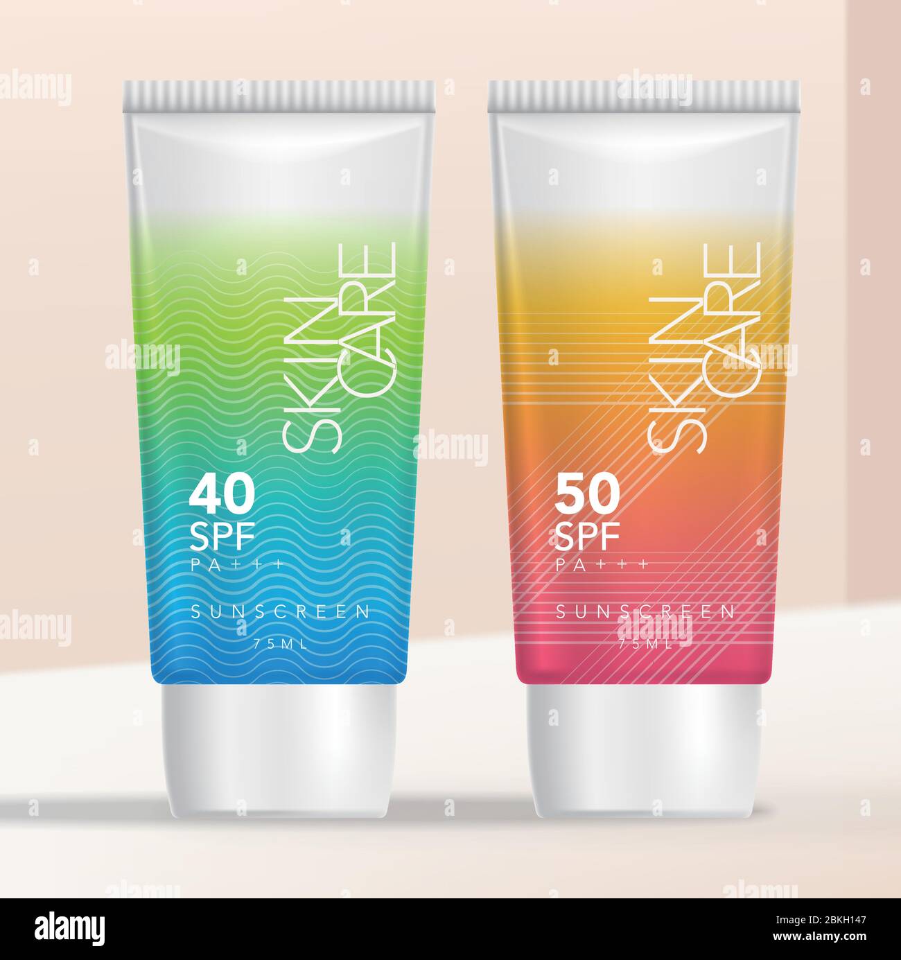 Vector Flat Sunscreen Beauty Tube Packaging, Neon Gradient Pattern ...