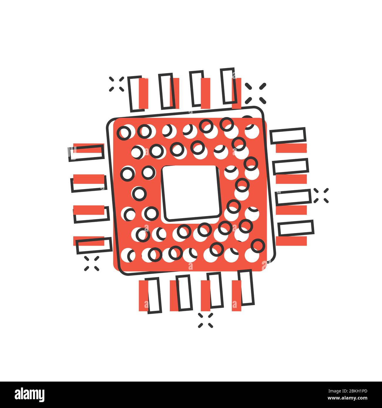 Computer cpu icon in comic style. Circuit board cartoon vector ...