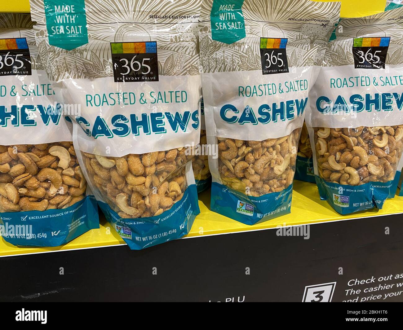 Orlando,FL/USA-5/3/20: A display of bags of Cashews Nuts at a Whole ...