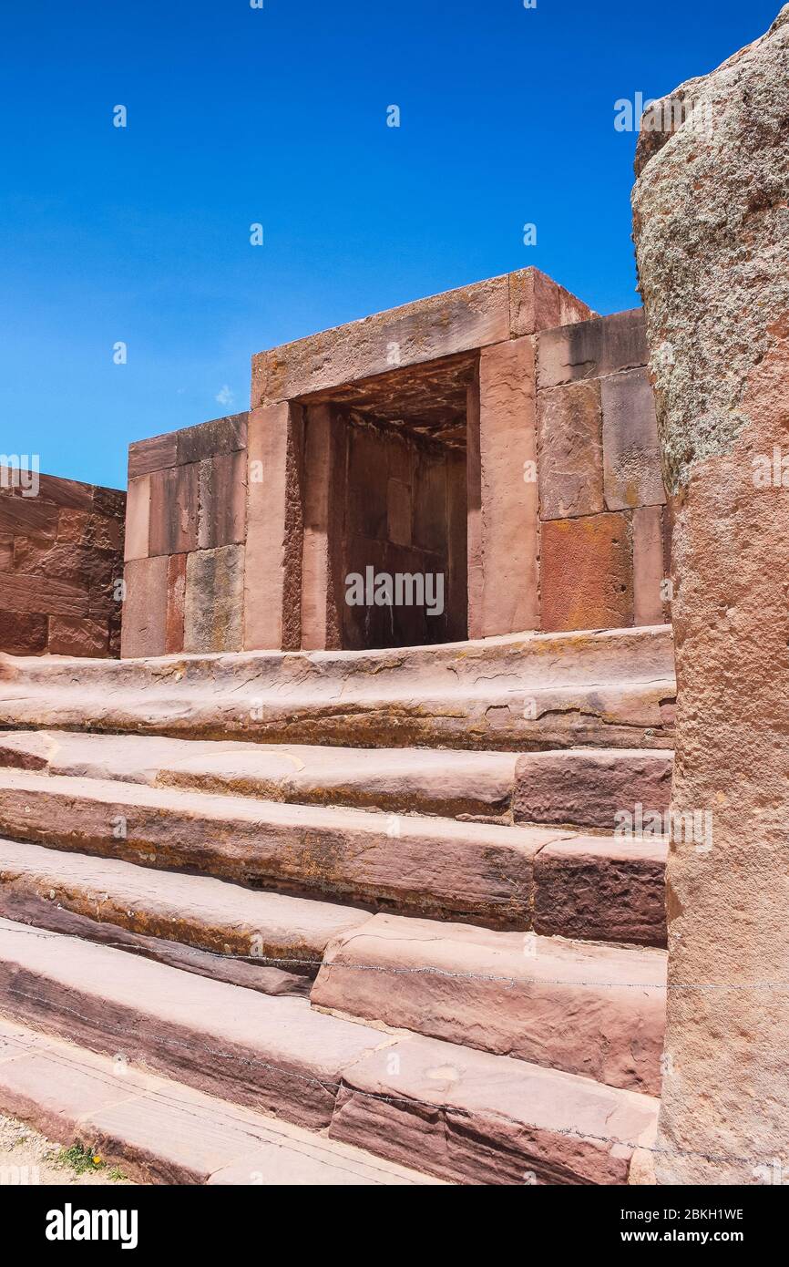 Architectural construction at the pre-Columbian archaeological site in ...
