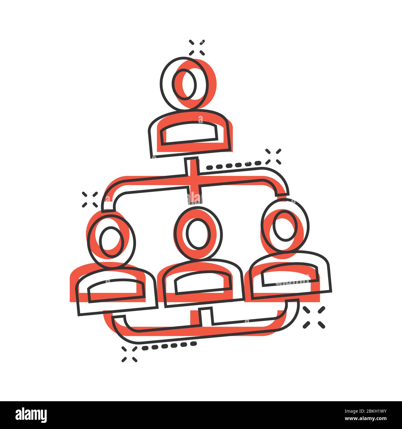 Corporate organization chart with business people vector icon in comic ...