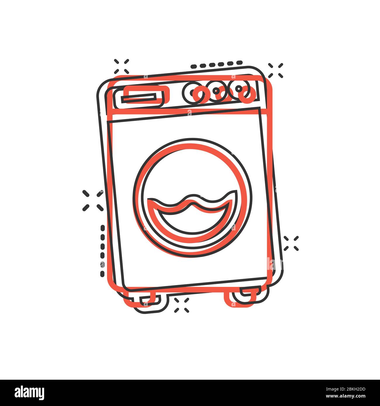 Washing machine icon in comic style. Washer cartoon vector illustration ...