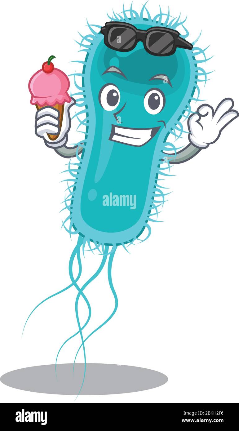 Cartoon design concept of escherichia coli bacteria having an ice cream ...