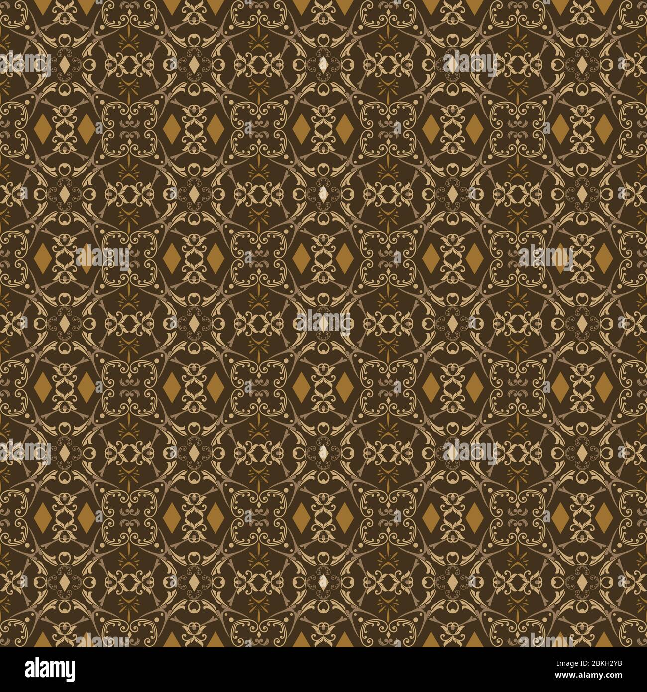Geometric ethnic pattern on Javanese batik with elegant dark brown ...