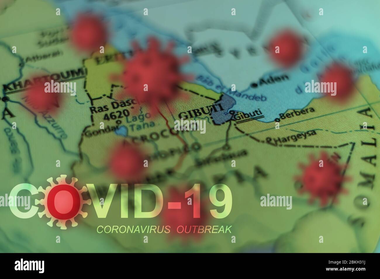Covid-19 outbreak or new Coronavirus, 2019-nCoV, virus on a map of ...
