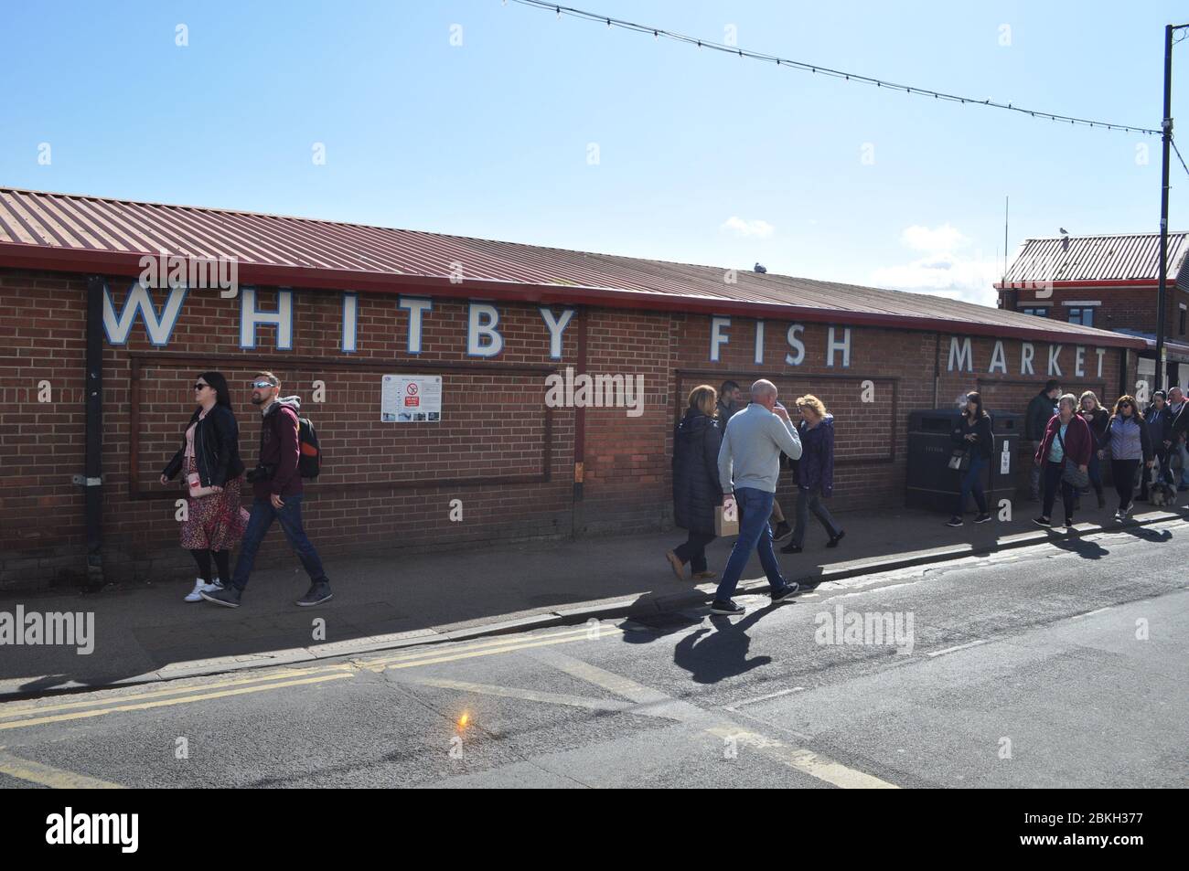 Whitby fish market in Yorkshire. Whitby is also has a famous Abbey and ...