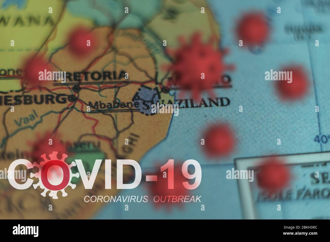 Covid-19 outbreak or new Coronavirus, 2019-nCoV, virus on a map of ...