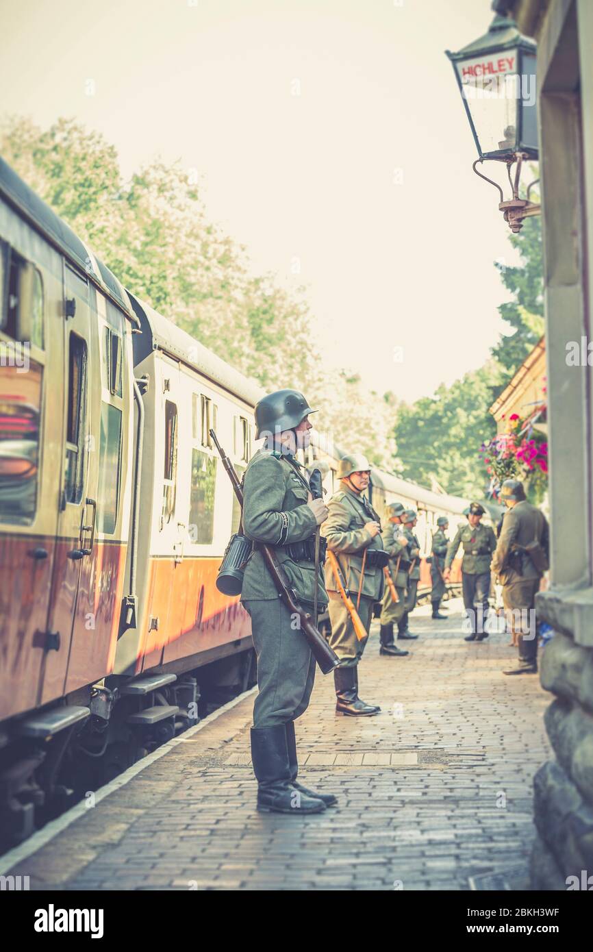 Severn Valley Railway 1940s wartime WW2 summer event, UK. German Nazi ...