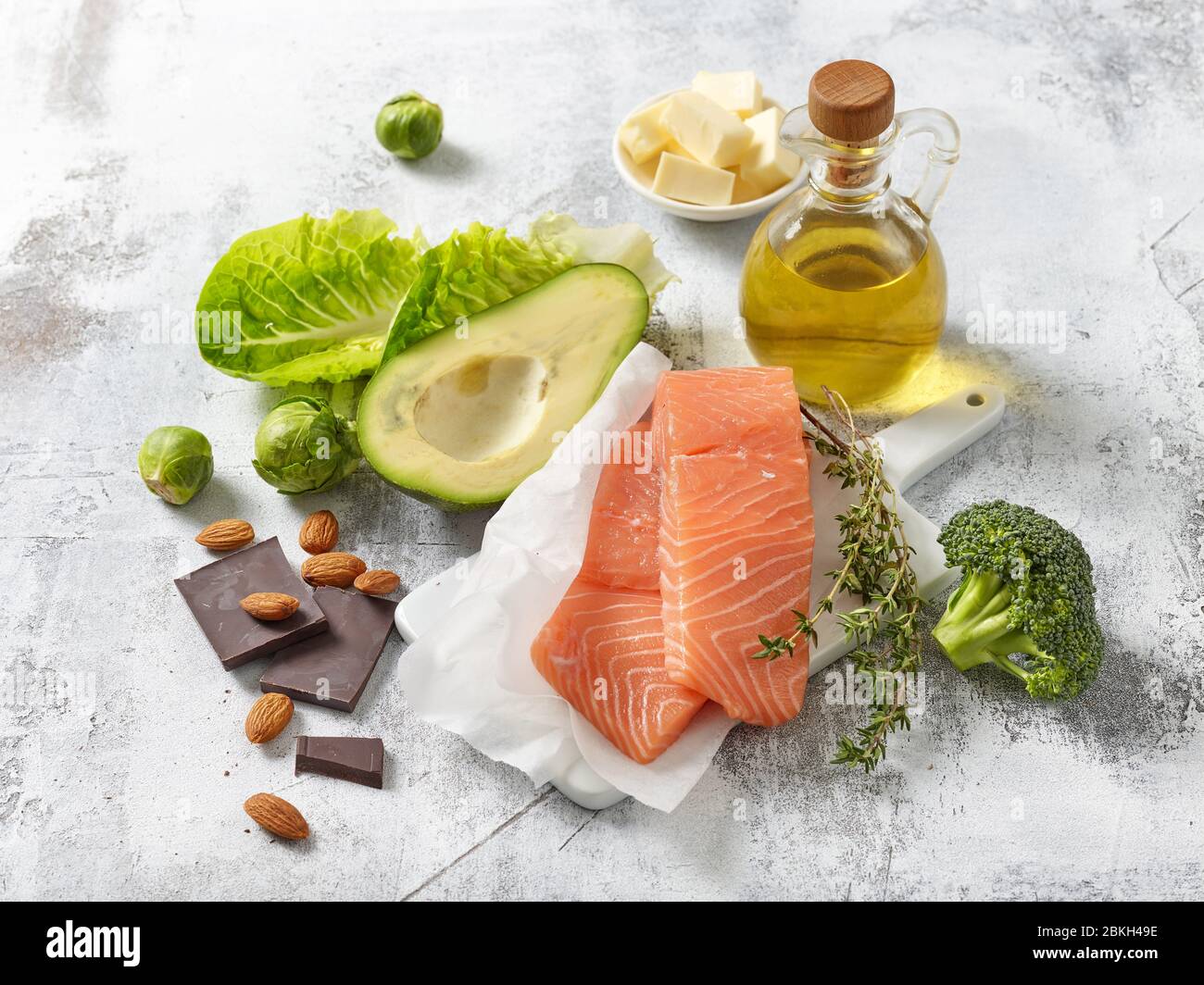various fresh products, food ingredients for Keto diet Stock Photo - Alamy