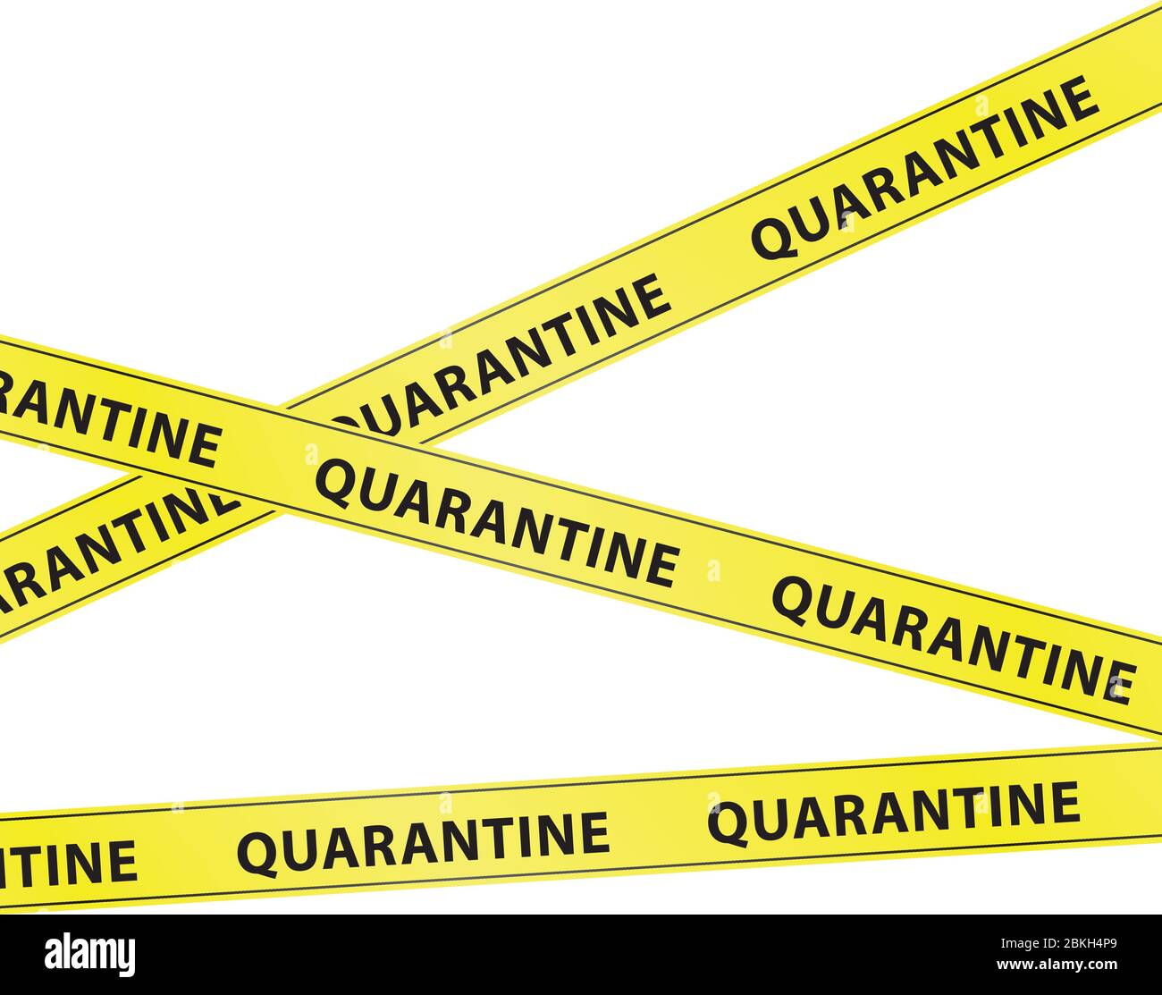 Yellow warning tape strips with the text "QUARANTINE", caution concept ...