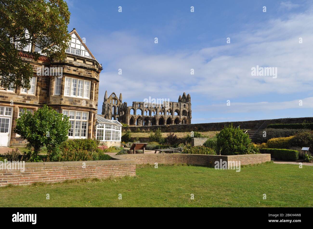 Whitby Abbey House, Whitby in Yorkshire above the River Esk Stock Photo ...