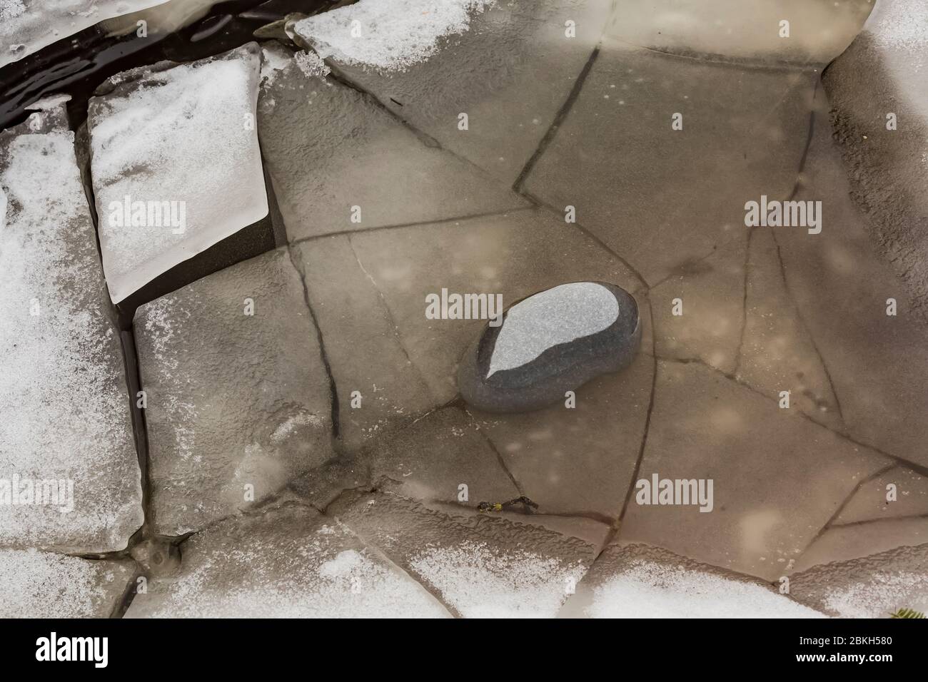 Plates of ice, broken, along the Lake Superior shore in Tettegouche ...