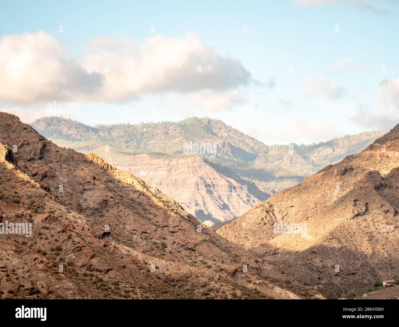 Gran Canaria landscape. The arid, volcanic geology of the mountain area ...