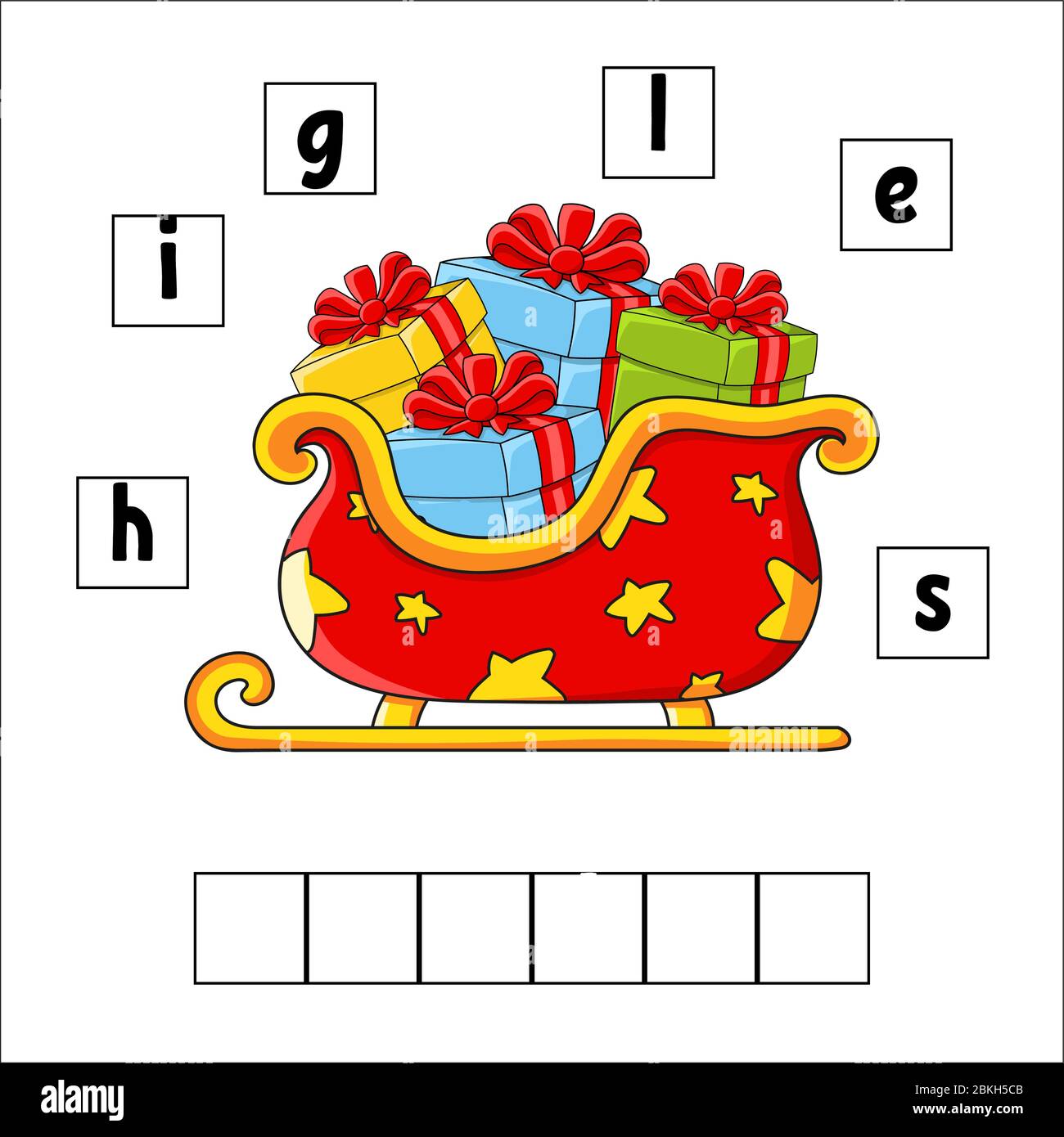 Words puzzle. Sleigh. Education developing worksheet. Learning game for ...