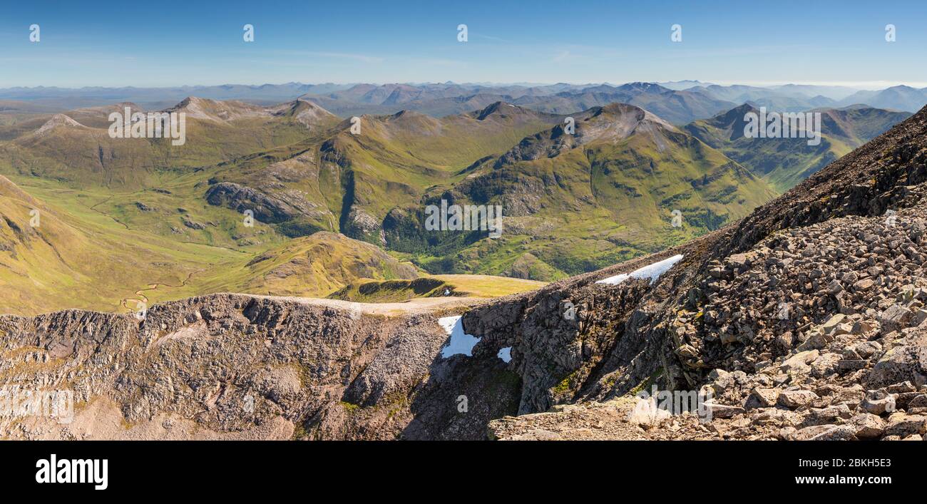 Panoramic mountain view as seen from the summit of Ben Nevis, Scottish ...