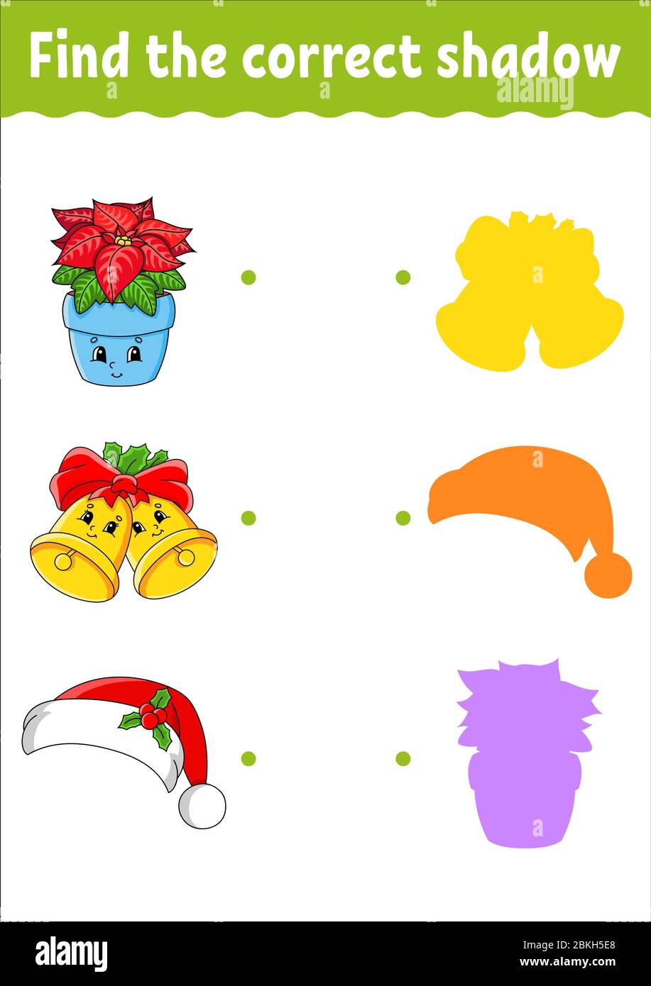 Find the correct shadow. Christmas theme. Education developing ...