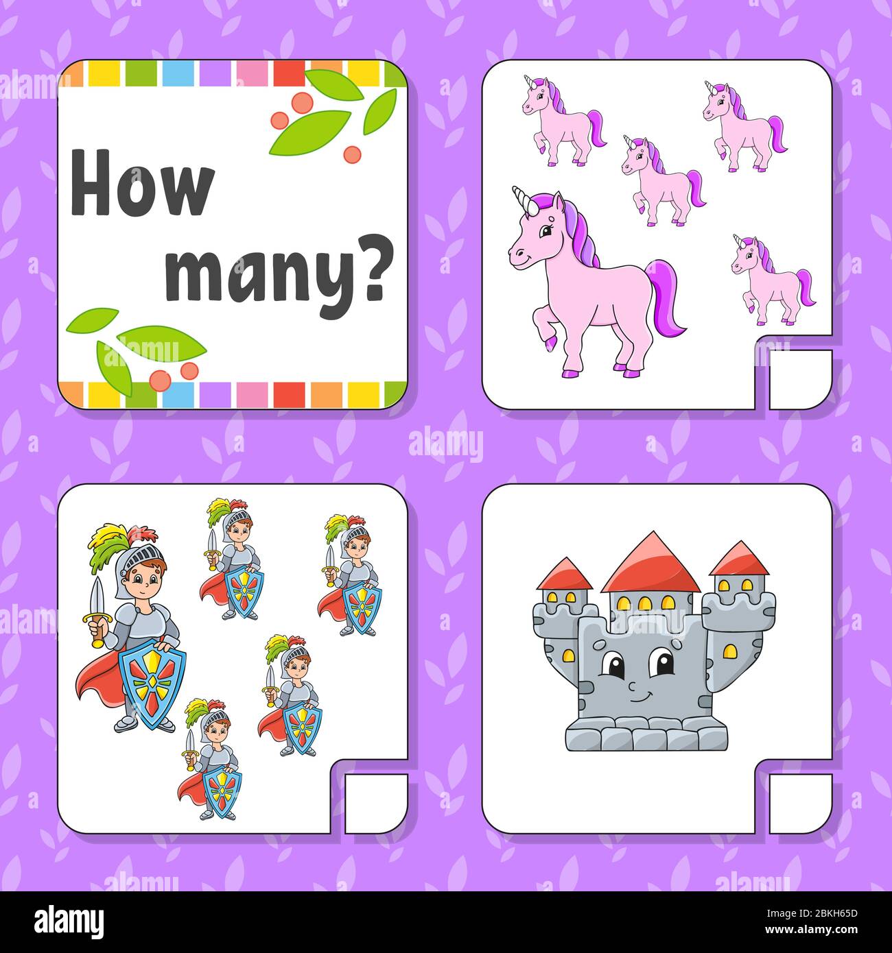Counting game for children. Happy characters. Learning mathematics. How ...