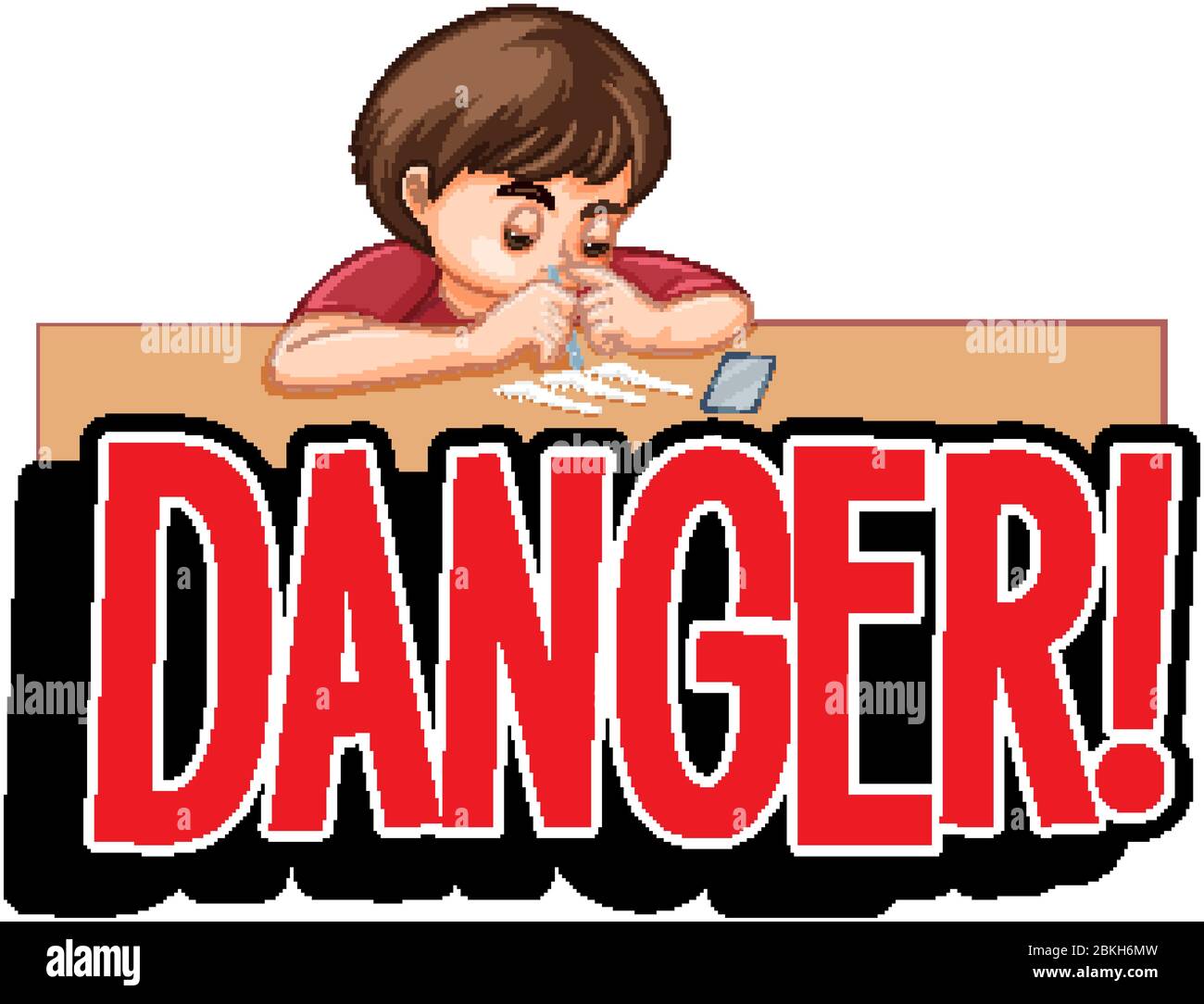 Font design for word danger with boy using drugs illustration Stock ...