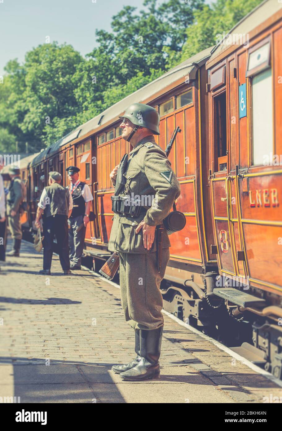 Severn Valley Railway 1940s wartime WW2 summer event, UK. German Nazi ...
