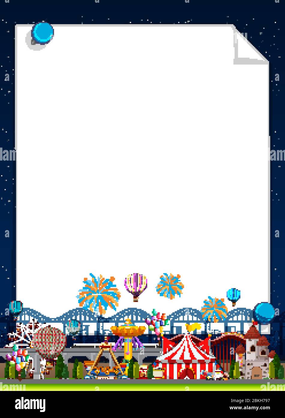 Border template with funpark in background illustration Stock Vector ...