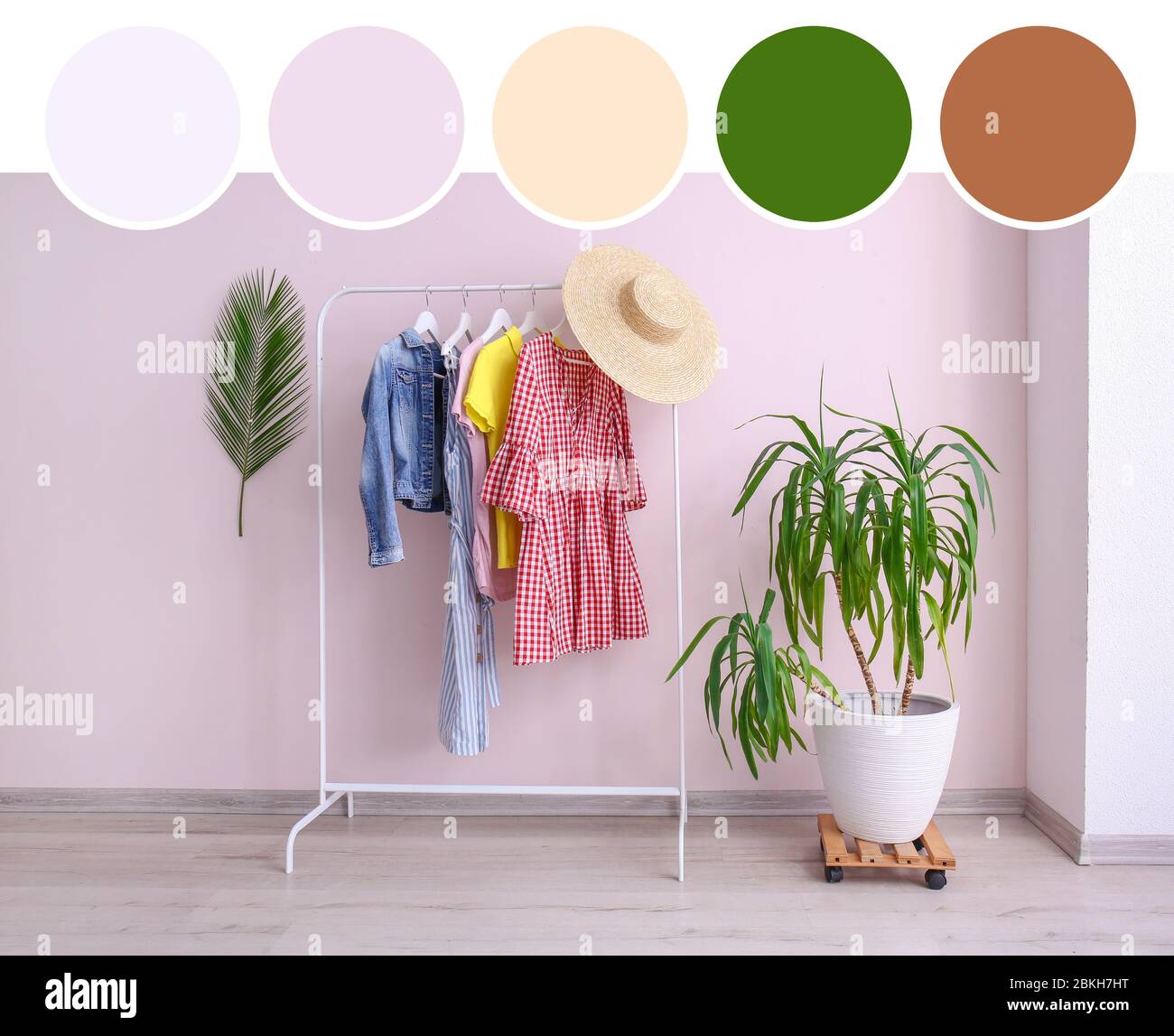 Stylish interior of modern dressing room. Different color patterns ...