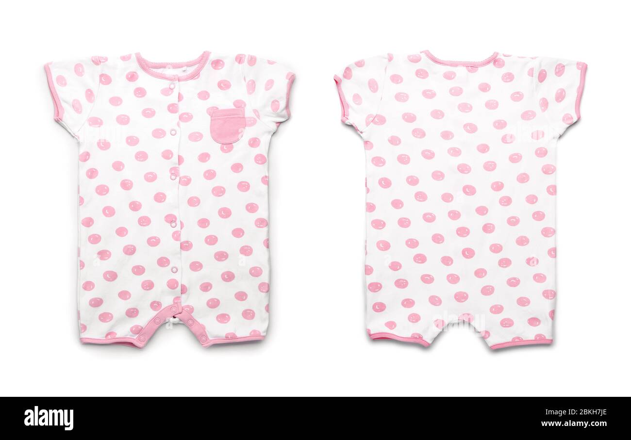 Front and back view of baby bodysuit on white background Stock Photo ...