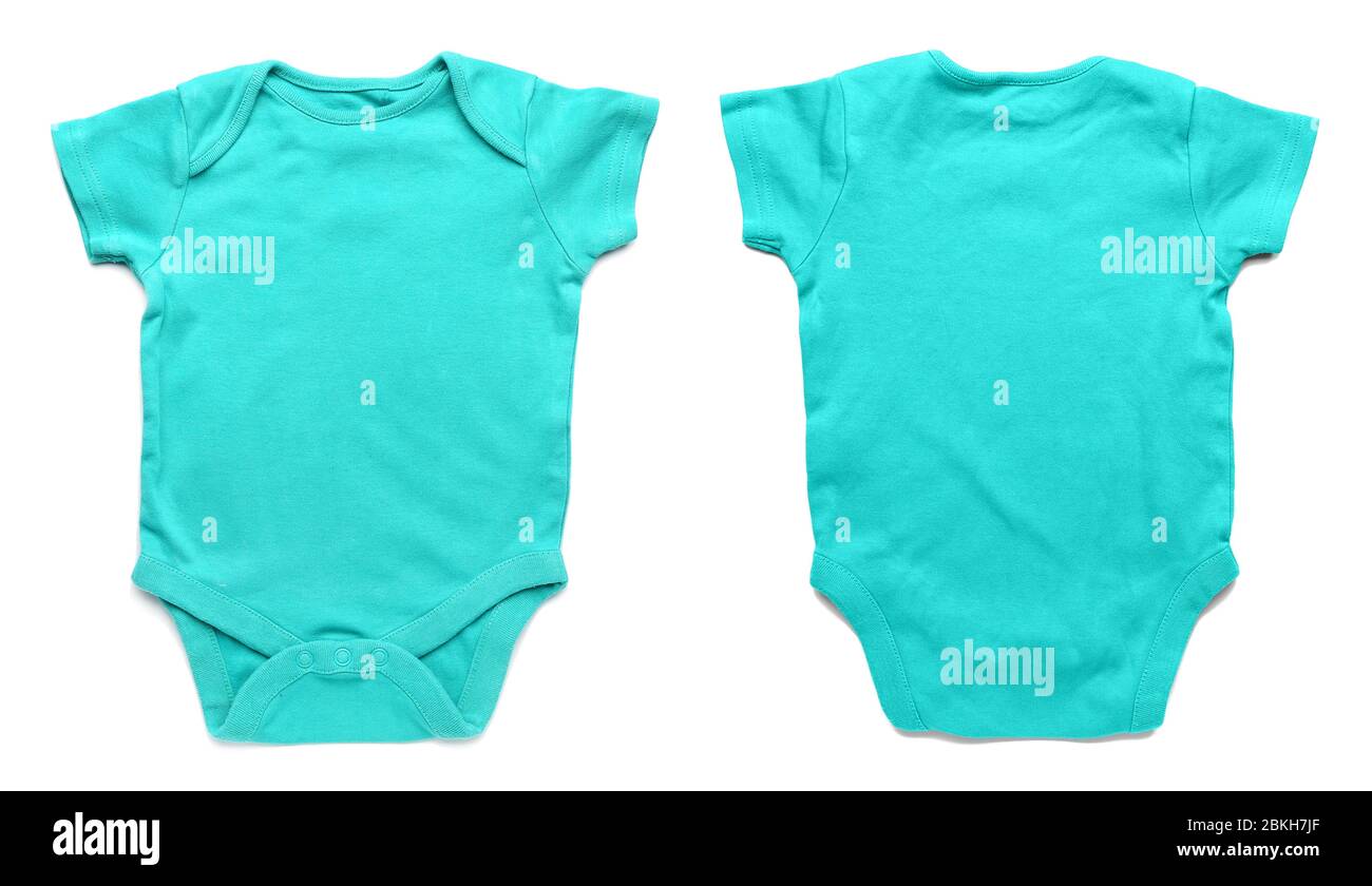 Front and back view of baby bodysuit on white background Stock Photo ...