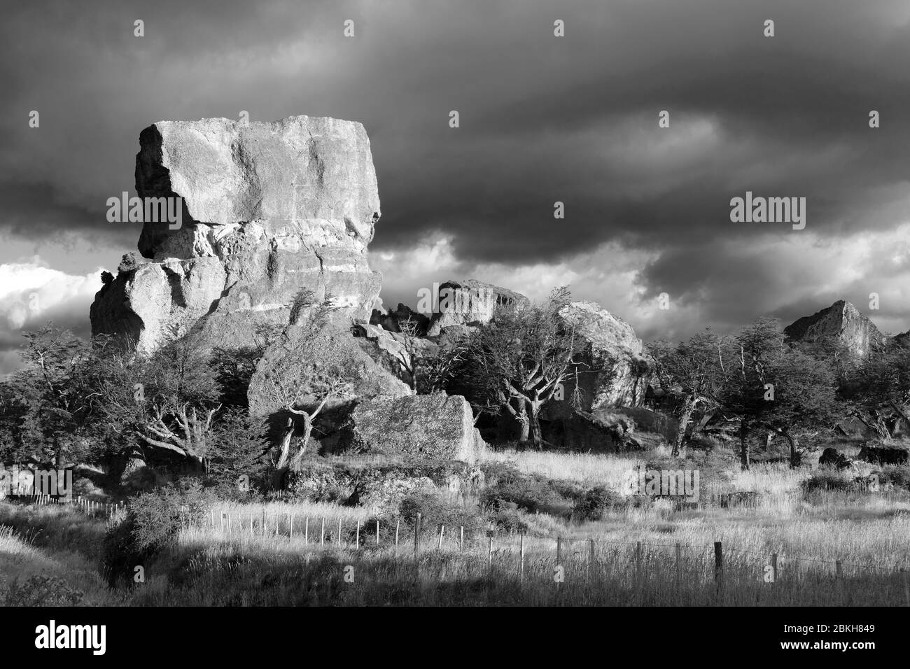 Summer patagonia landscape Black and White Stock Photos & Images - Alamy