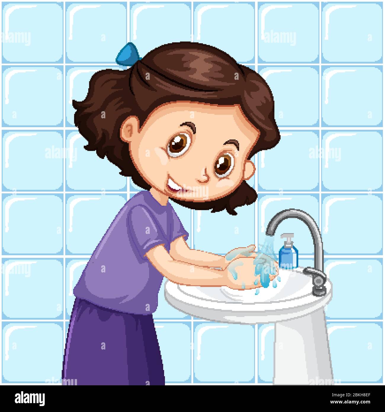 A girl cleaning hands illustration Stock Vector Image & Art - Alamy